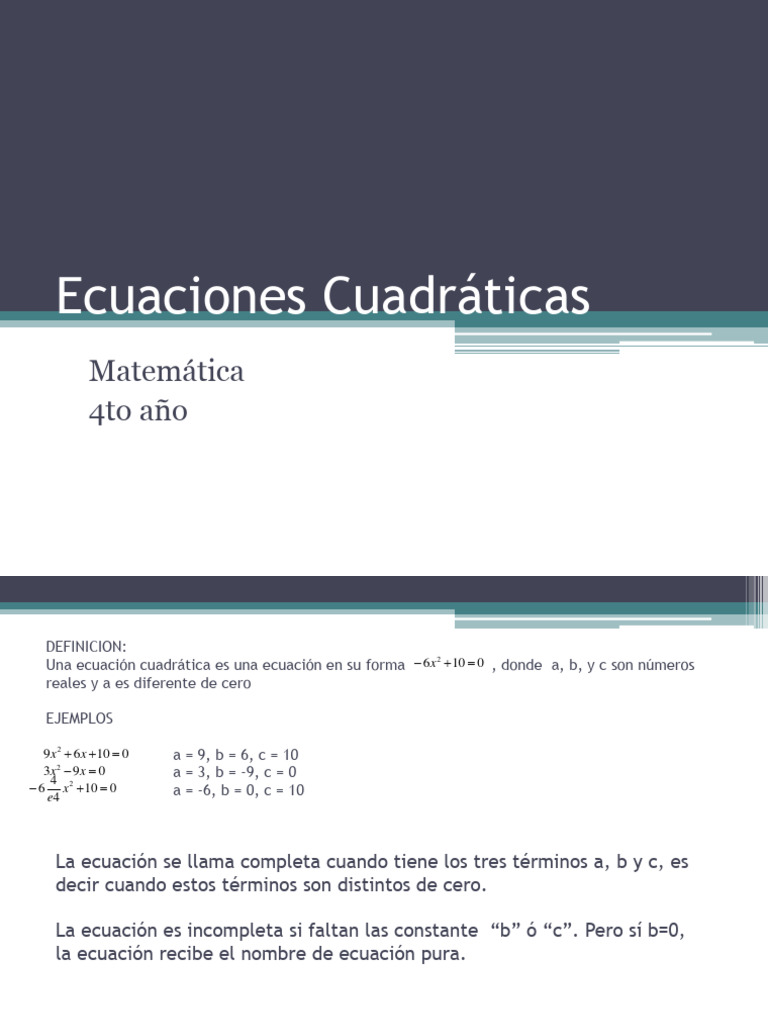 Ecuaciones Cuadr-Ticas | PDF | Ecuación cuadrática | Ecuaciones