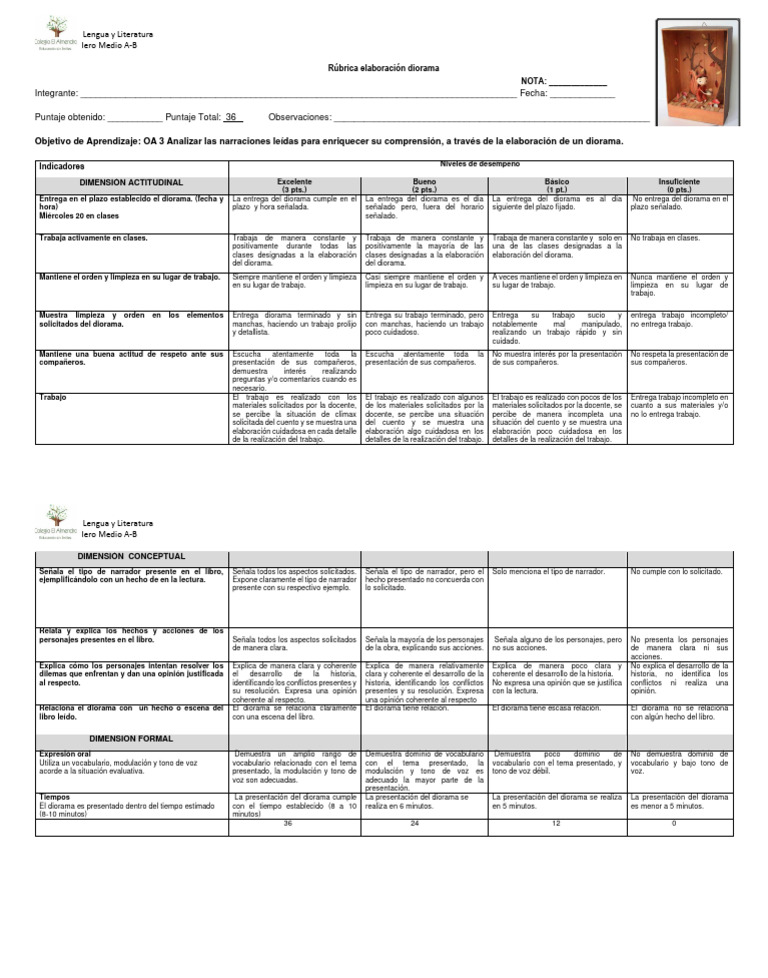 Rúbrica Diorama | PDF