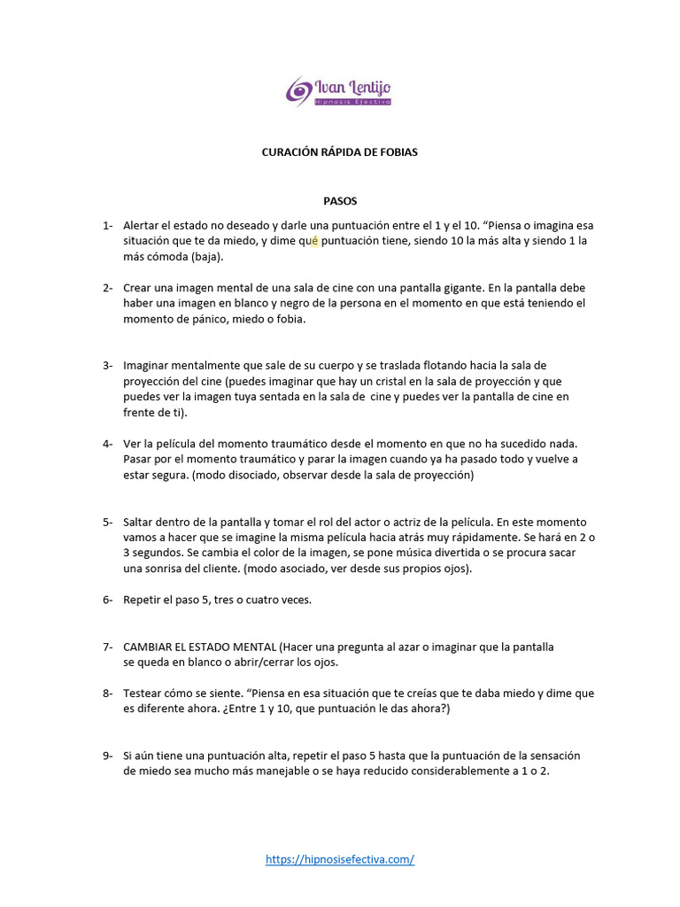 Curación de Fobia Fast Phobia Cure | PDF