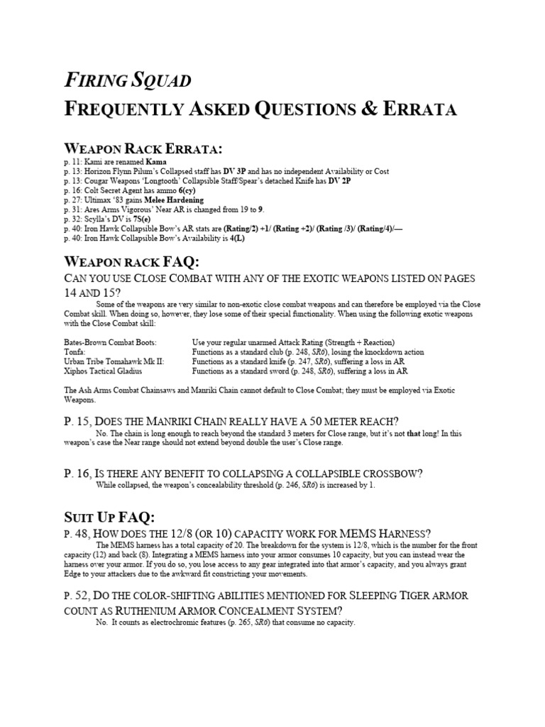 Firing Squad Errata FAQ | PDF | Artillery | Archery