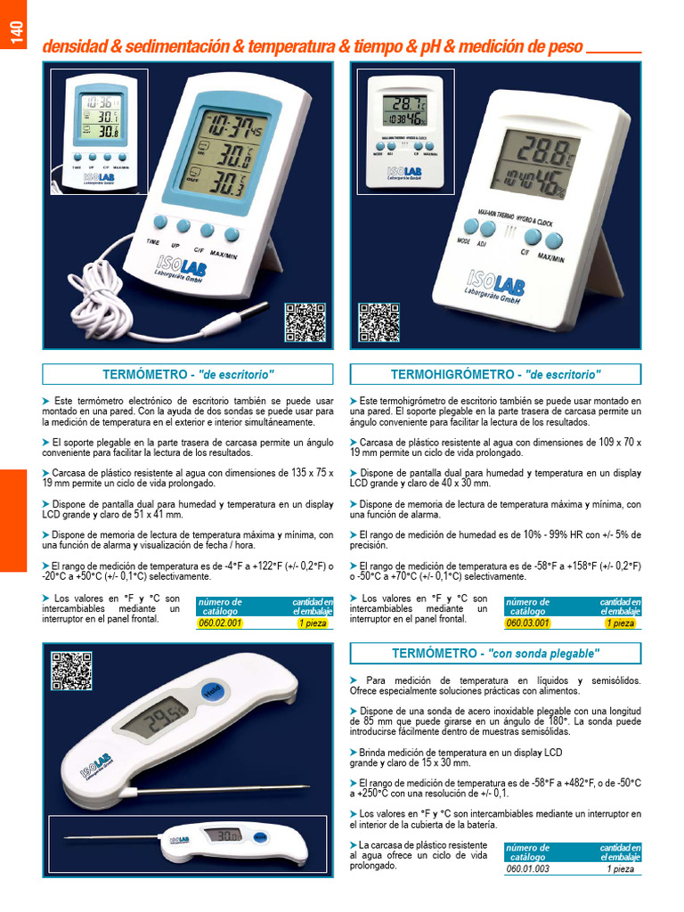 Termohigrometro Isolab | PDF | Temperatura | Ciencias fisicas