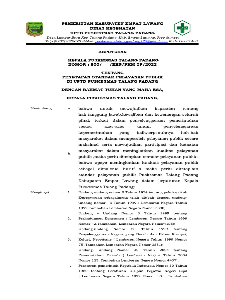 SK Pelayanan Publik Oke | PDF