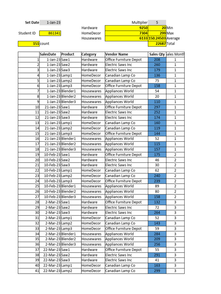 Assignment 1 - Excel Basics 2023 | PDF