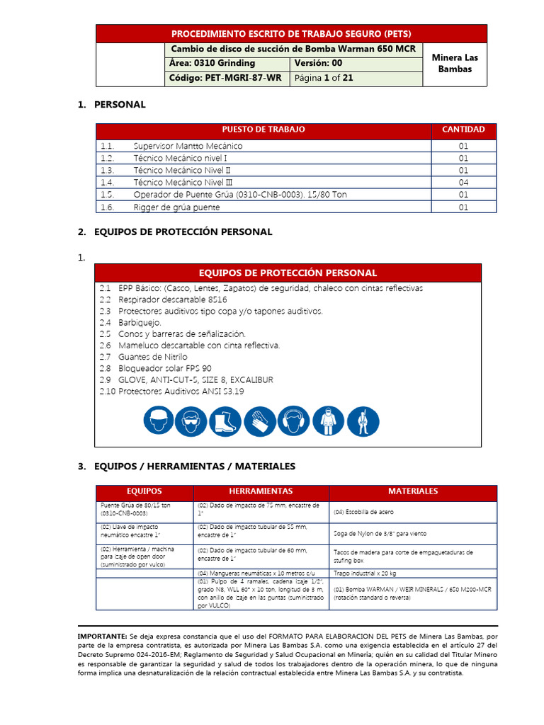 PET-MGRI-87-WR - Cambio de Disco de Succión de Bomba Warman 650 MCR ...