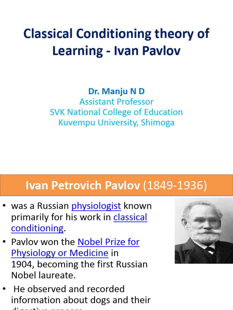 Classical Conditioning Theory of Learning - Ivan Pavlov | PDF ...