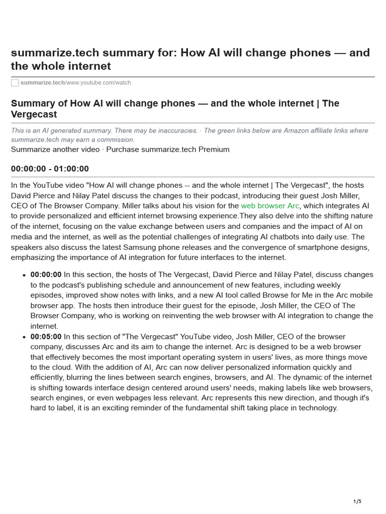 AI Phones Internet Summary | PDF