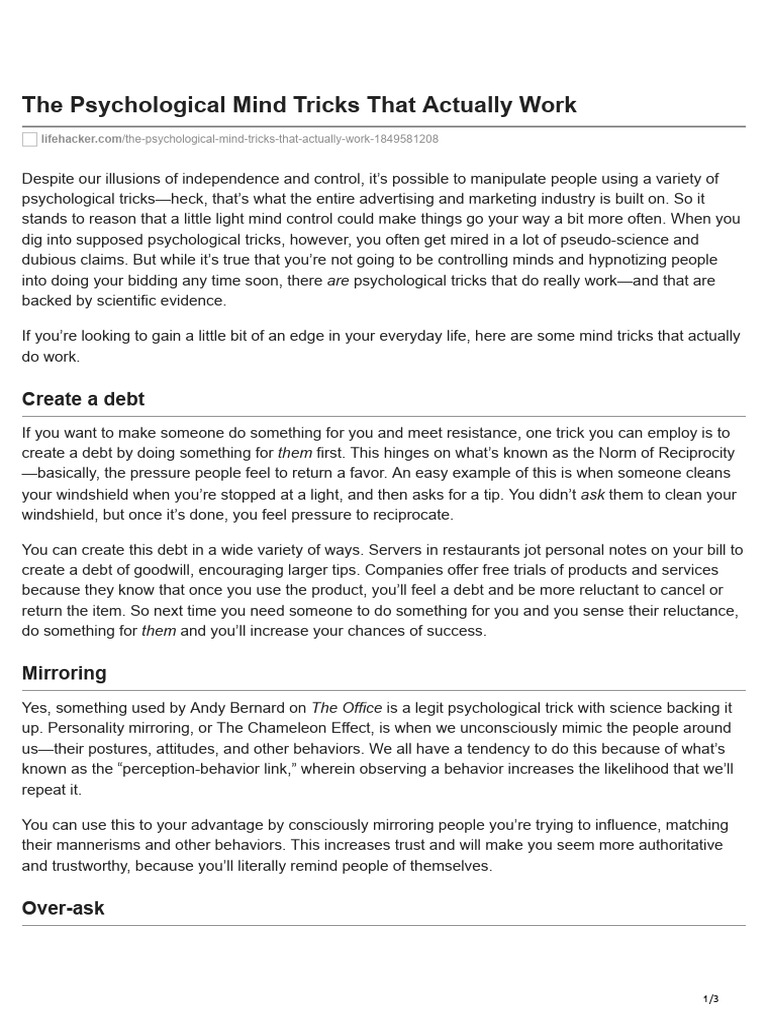 Psychological Mind Tricks | PDF | Mental Processes | Human Communication
