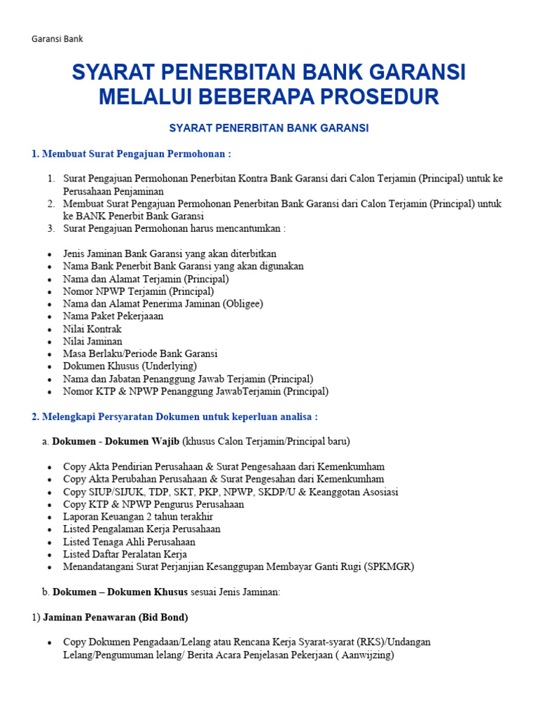 Syarat Penerbitan Bank Garansi dan Surety Bond | PDF