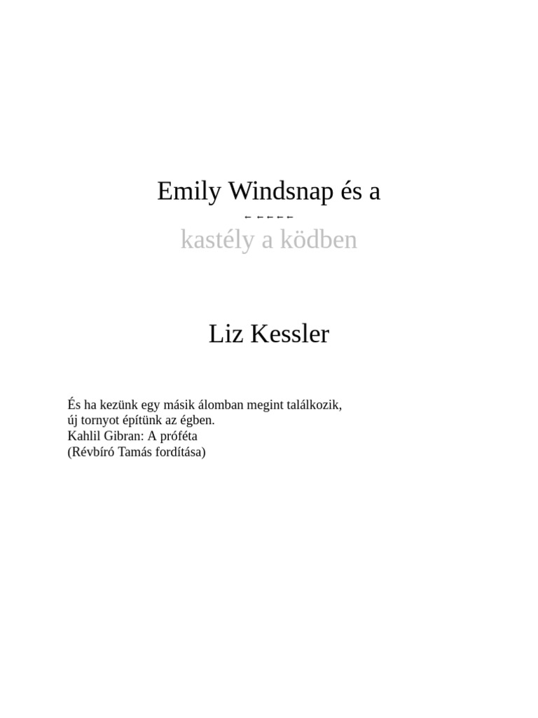 Kessler, Liz Emily Windsnap Es A Kastely A Kodben | PDF