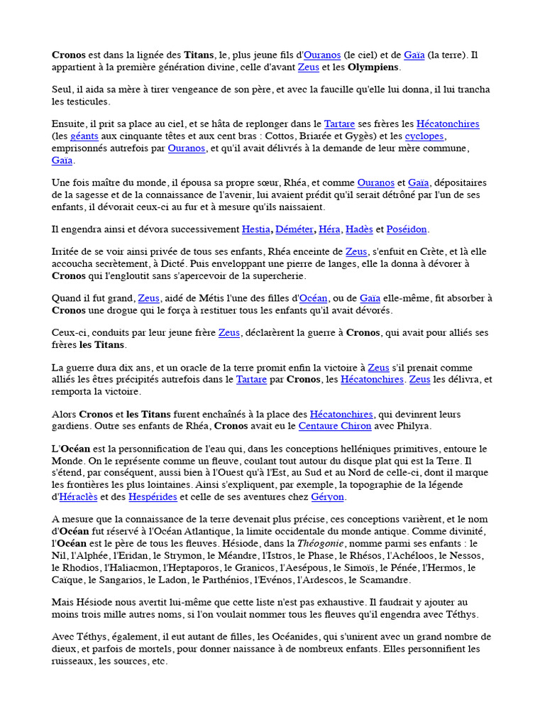 Les Titans de la mythologie grecque | PDF | Dieux grecs | Mythologie ...