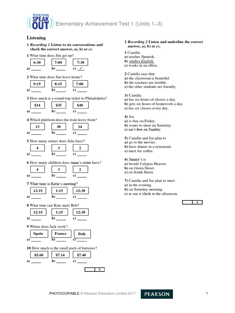 SO2ndEd Elem Achievement Test1 | PDF