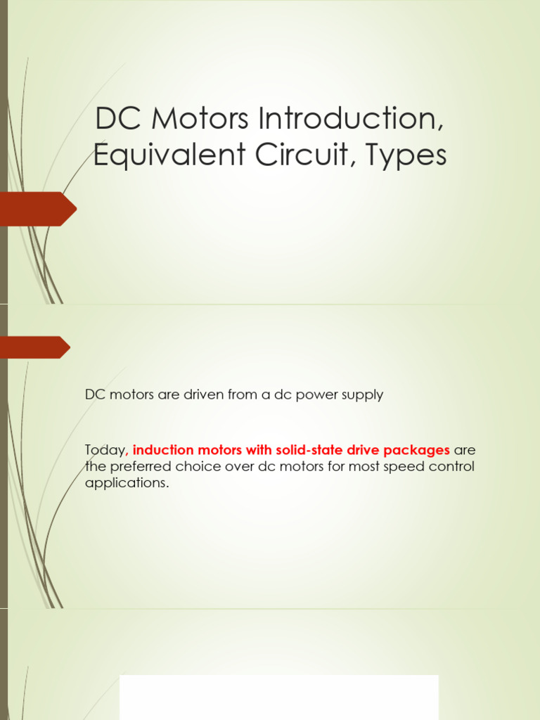 DC Motors Introduction, Equivalent Circuit, Types | PDF | Electric Motor | Inductor