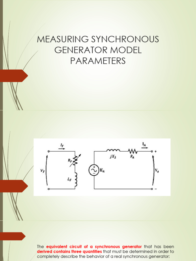 Measuring Synchronous Generator Model Parameters Pdf Electric