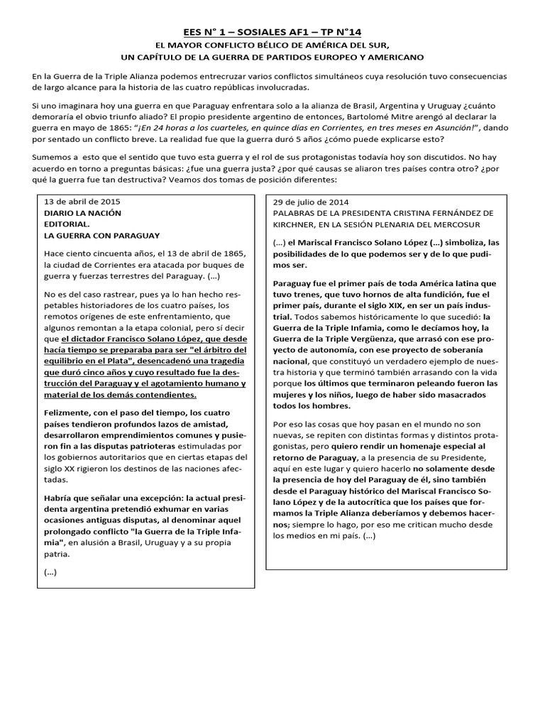 EES1-AF1 SOCIALES TP14 Paraguay | PDF | Argentina | América del Sur