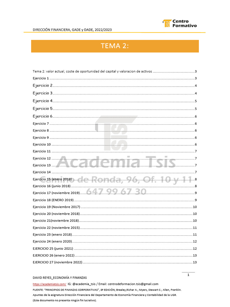 TEMA 2 Ejercicios DF | Descargar gratis PDF | Compartir (Finanzas) | Rentabilidad sobre recursos ...