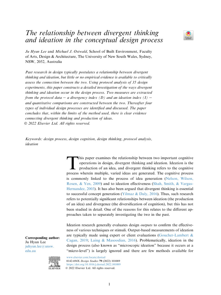 The Relationship Between Divergent Thinking and Ideation in The ...