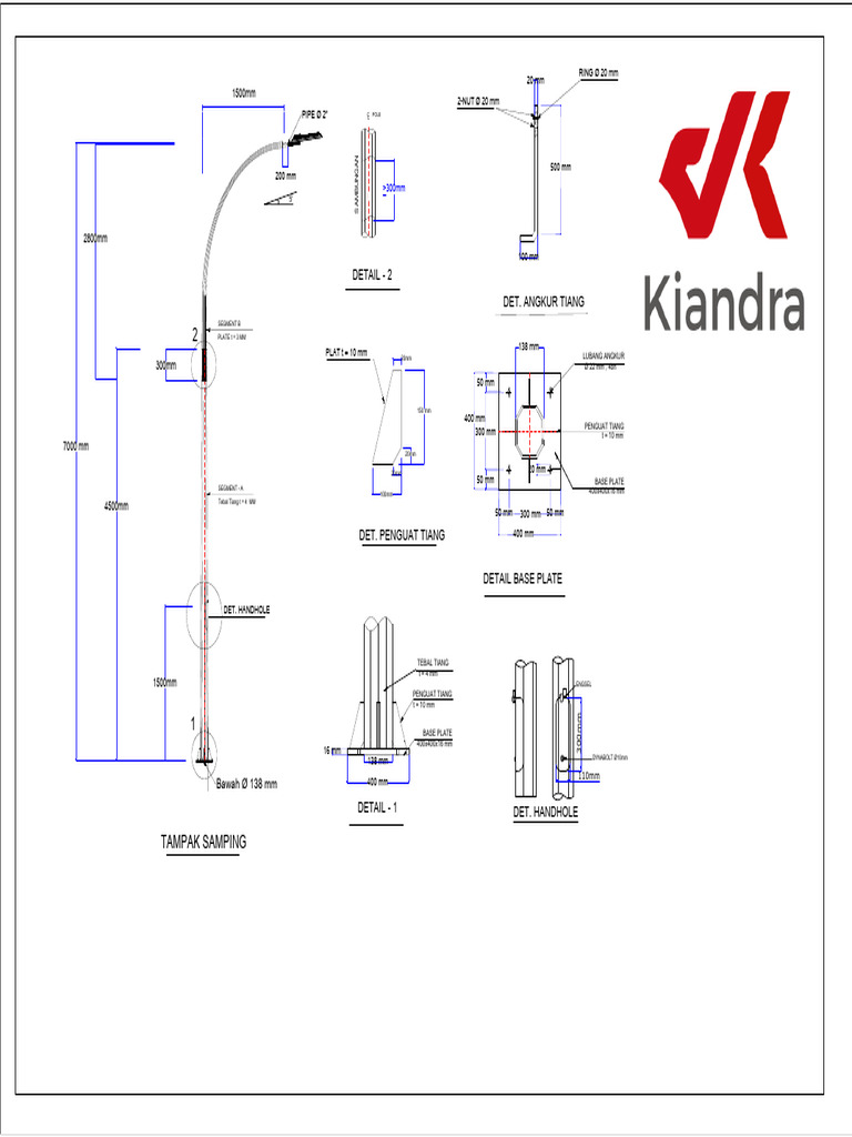 Detail - 2 Det. Angkur Tiang: RING Ø 20 MM 2-NUT Ø 20 MM 20 MM | PDF