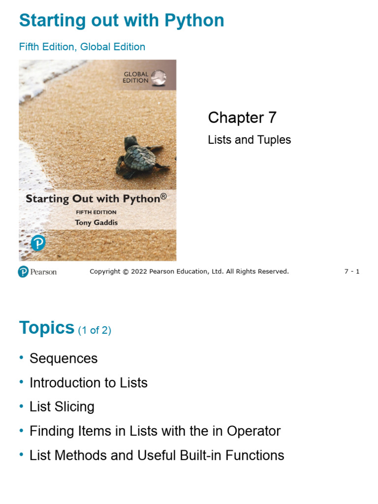 07 - Gaddis Python - Lecture - PPT - ch07 | PDF | Parameter (Computer Programming) | Sequence