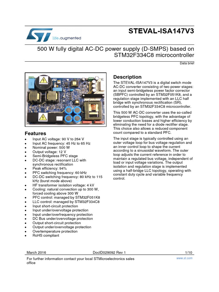 500 W Fully Digital AC-DC Power Supply | PDF