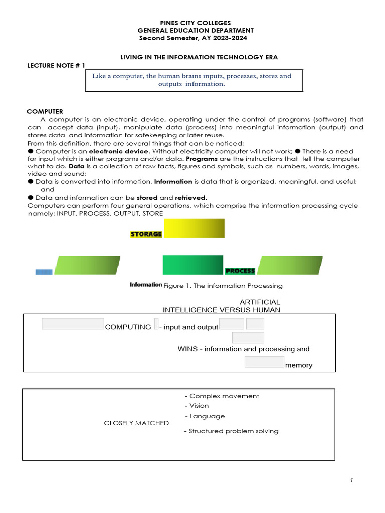 It 101 Lec Note 1 | PDF | Computer Hardware | Computer Network