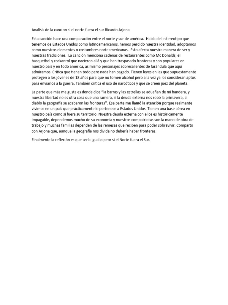 Análisis de "Si el Norte fuera el Sur" | PDF