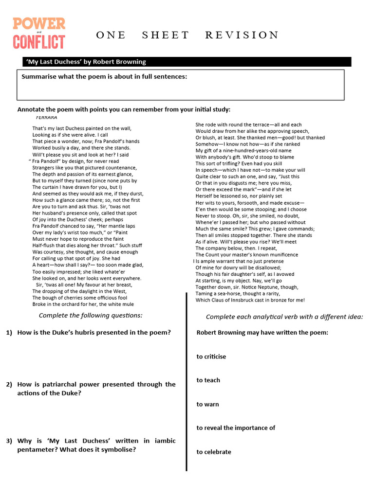 My Last Duchess by Robert Browning | PDF | British Poems | British Poetry