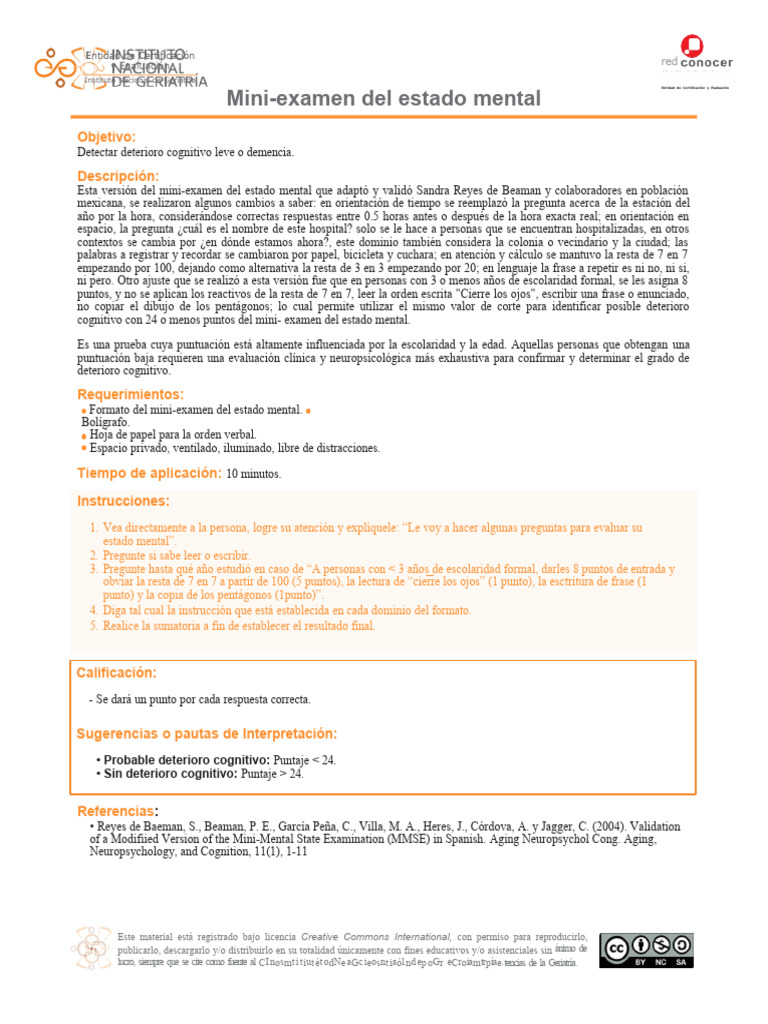 19 MiniMental | PDF | Ciencia cognitiva | Cognición