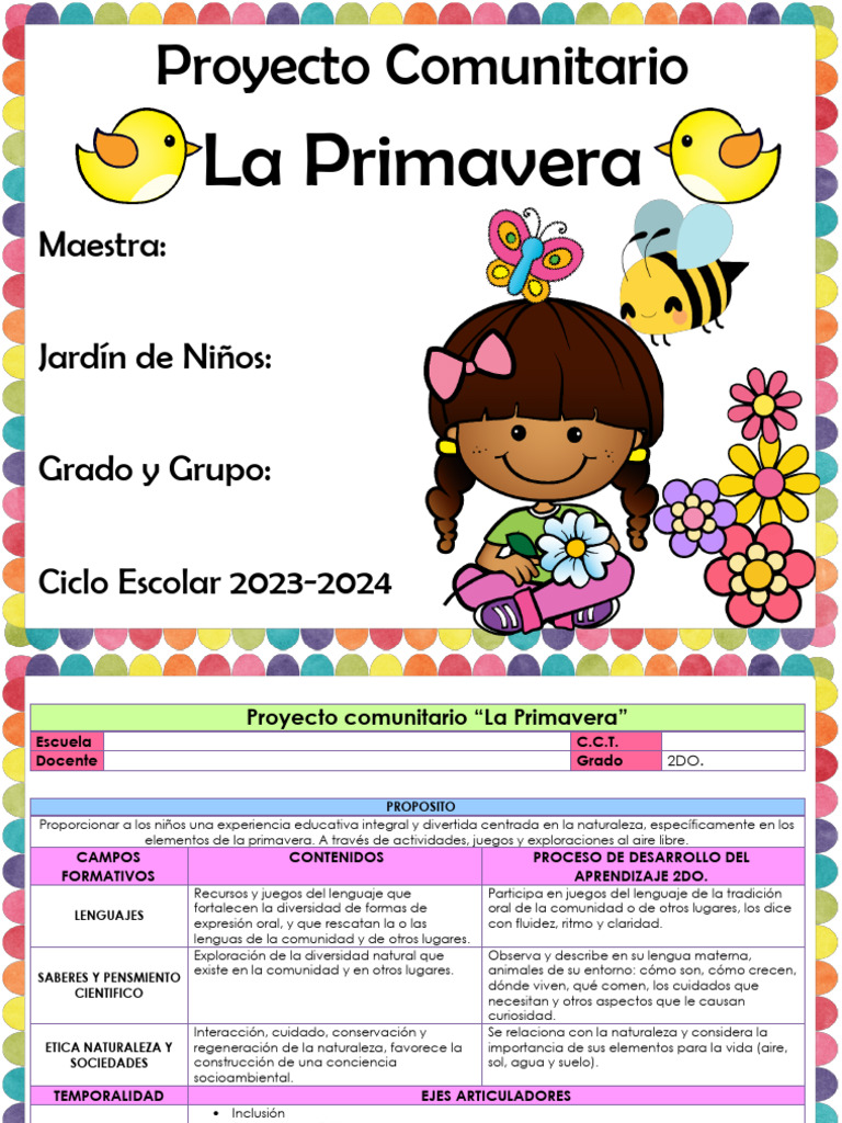 Proyecto Educativo: La Primavera para Niños | PDF | Artes del Lenguaje ...