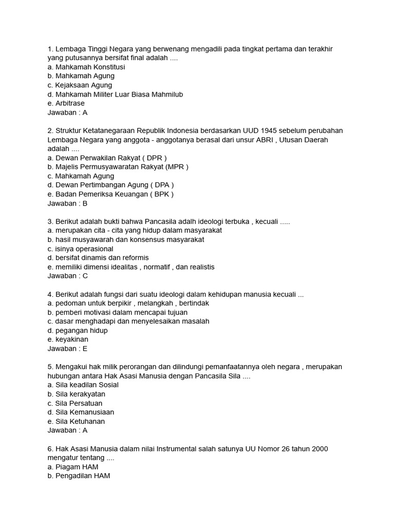 Latihan Soal PKN-1 | PDF | Ilmu Sosial