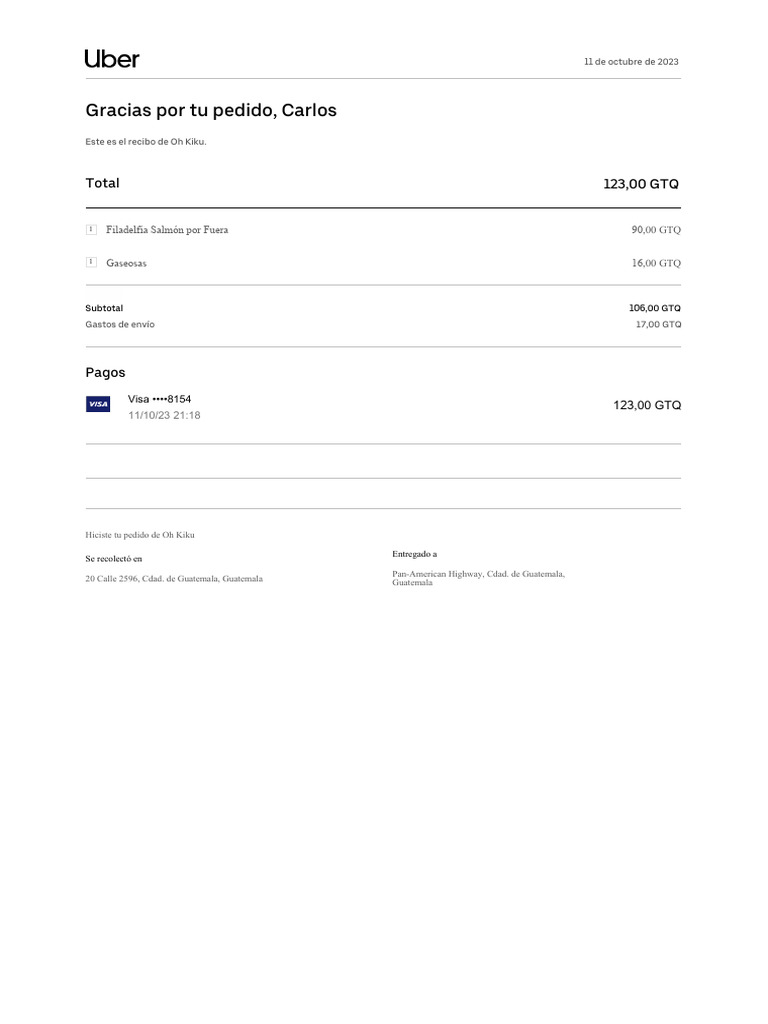 Factura Uber Eats Ushi | PDF