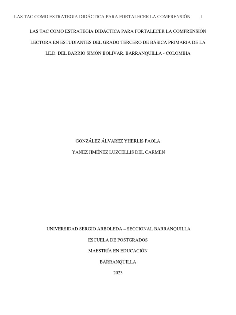 Las TAC Como Estrategia Didáctica para Fortalecer La Comprensión ...