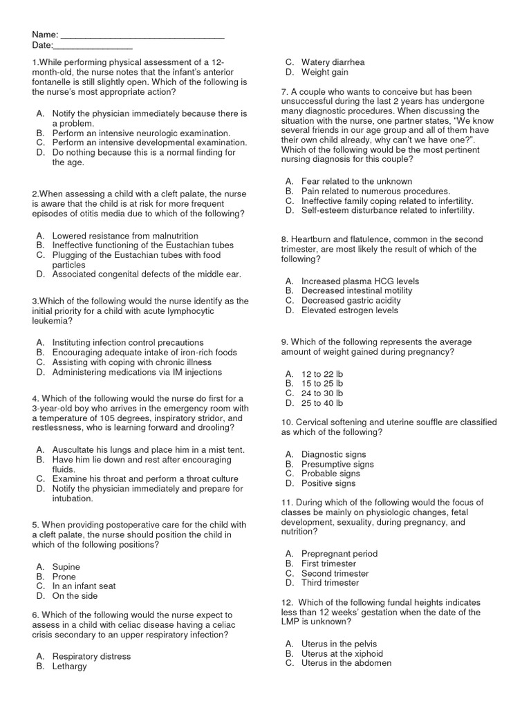 MCN Exam | PDF | Childbirth | Pregnancy