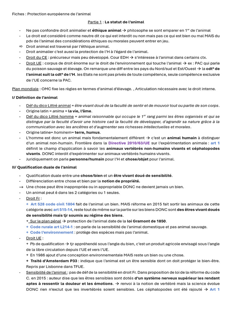 Fiche Protection de Lanimal | PDF