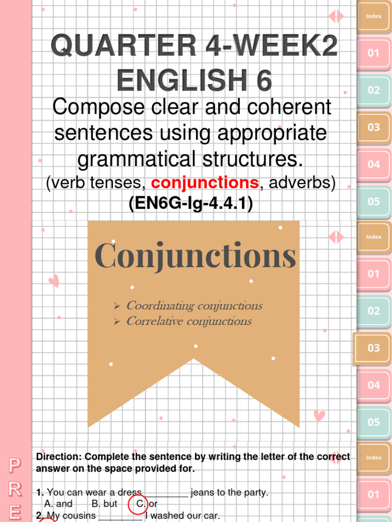 Quarter 4-English6-Conjunctions | PDF | Semantic Units | Grammar