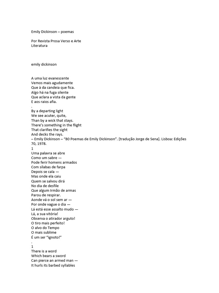 Emily Dickinson Poemas Traduzidos | PDF