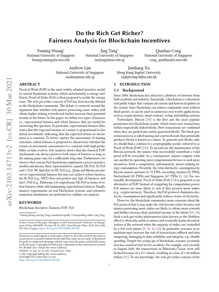 Fairness Analysis For Blockchain Incentives | PDF | Cryptocurrency ...