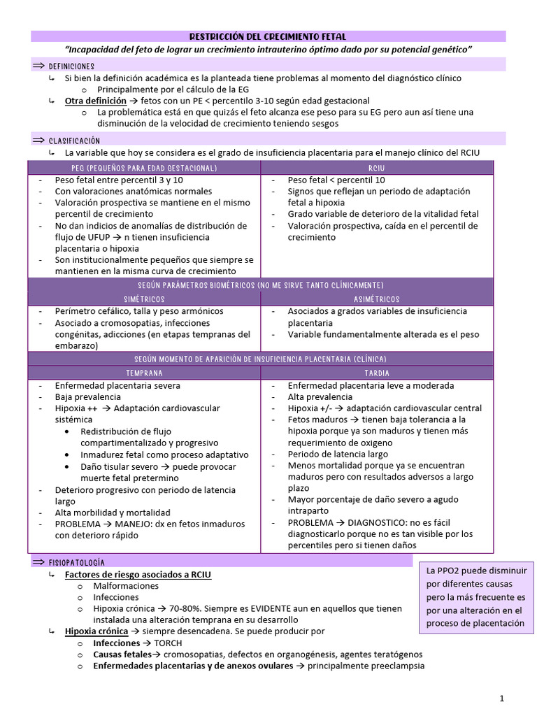 Restricción del Crecimiento Fetal: Diagnóstico y Clasificación | PDF ...