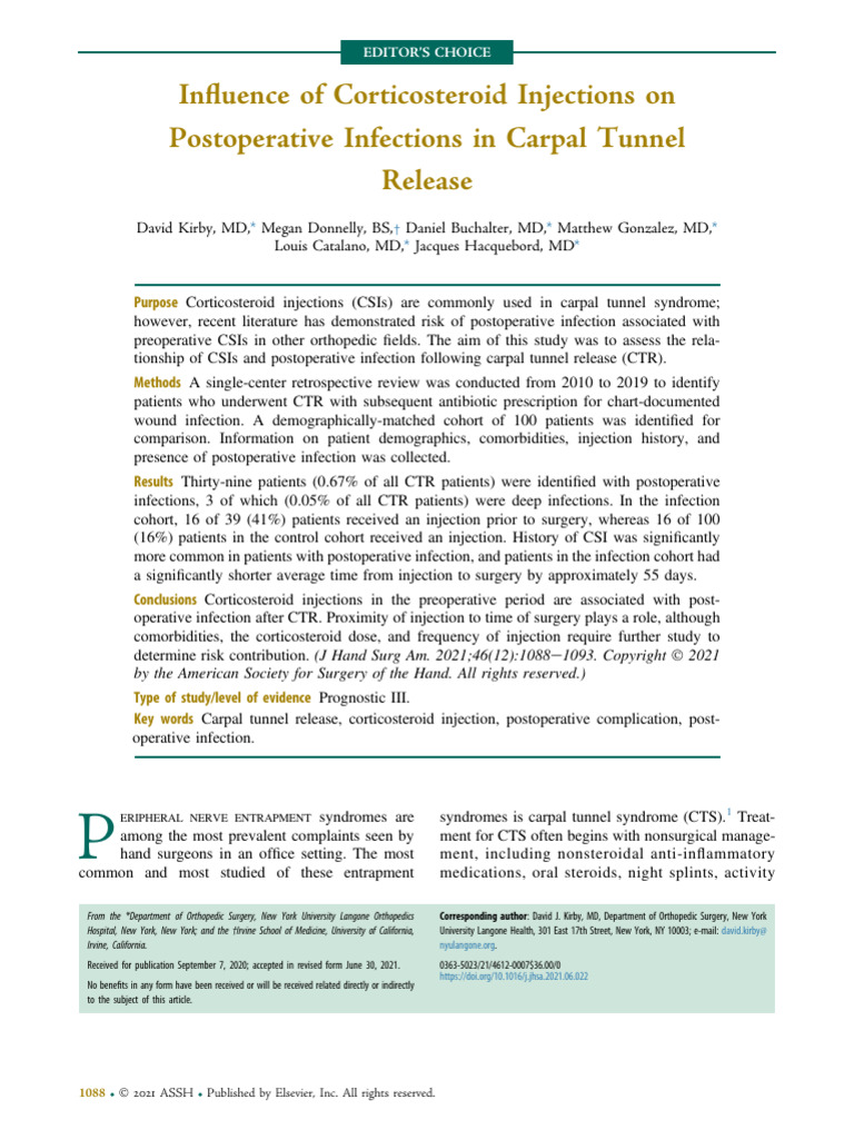 Influence of Corticosteroid Injections On Postoper | PDF