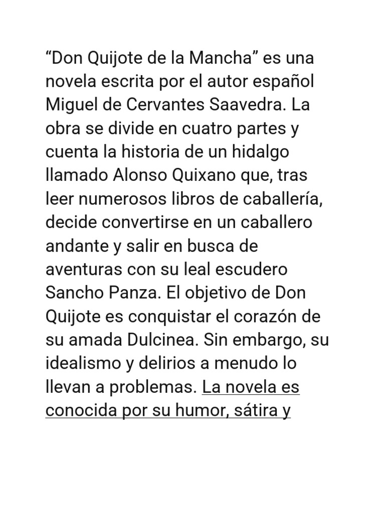 "Don Quijote de La Mancha" Es Una Novela Escrita Por El Auto | Descargar gratis PDF | Don Quijote
