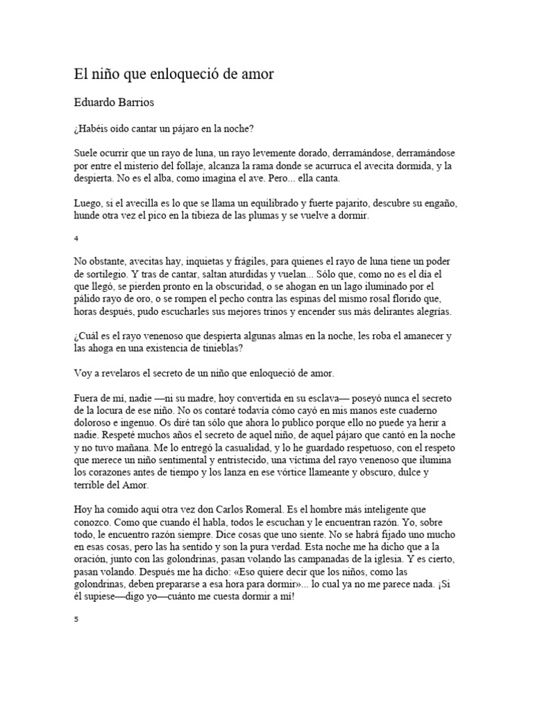 El Niño Que Enloqueció de Amor (Páginas 1-7) | PDF | Amor
