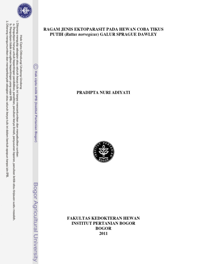 RAGAM JENIS EKTOPARASIT PADA HEWAN COBA TIKUS PUTIH (Rattus Norvegicus ...