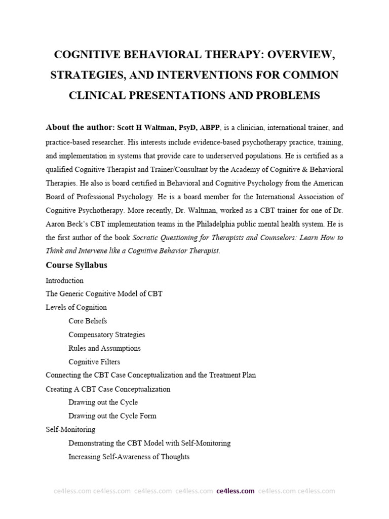 CBT Overview Training | Download Free PDF | Cognitive Behavioral ...