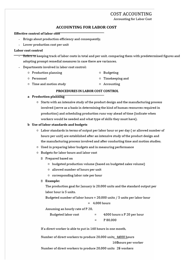 Labor Costing | PDF | Labour Economics | Cost Accounting