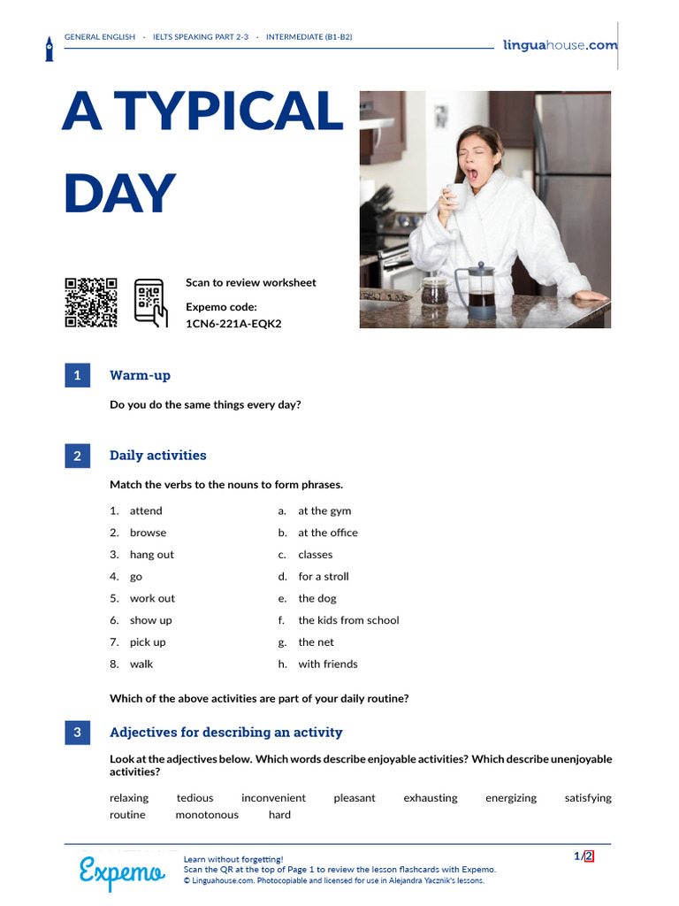 A Typical Day: Daily Routines Explained | PDF | English Language ...