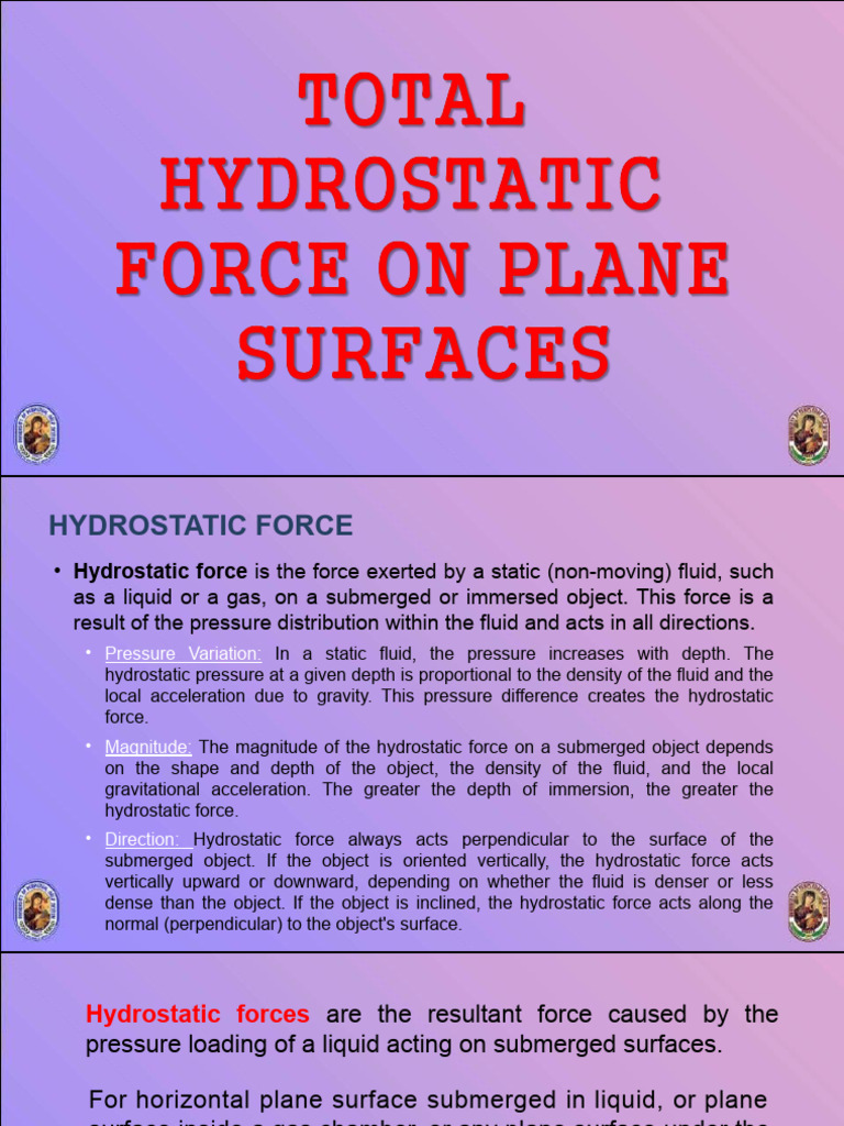 Hydrostatic Forces on Submerged Surfaces | PDF | Pressure | Force