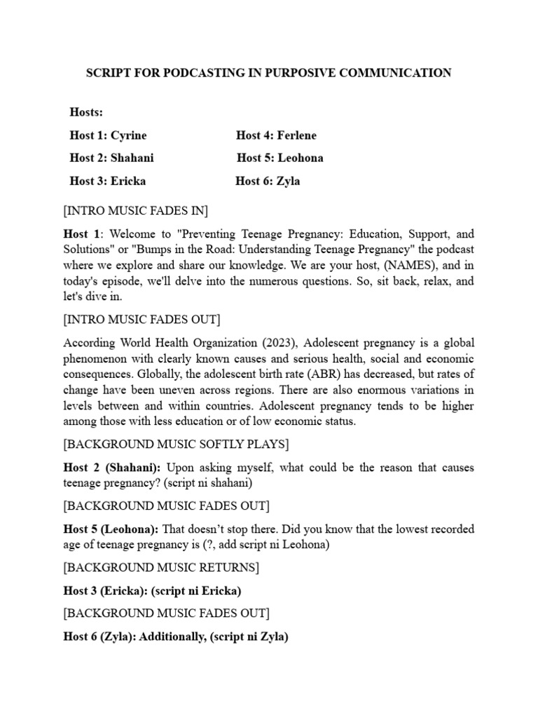 Script For Broadcasting in Purposive Communication | PDF | Adolescence | Teenage Pregnancy