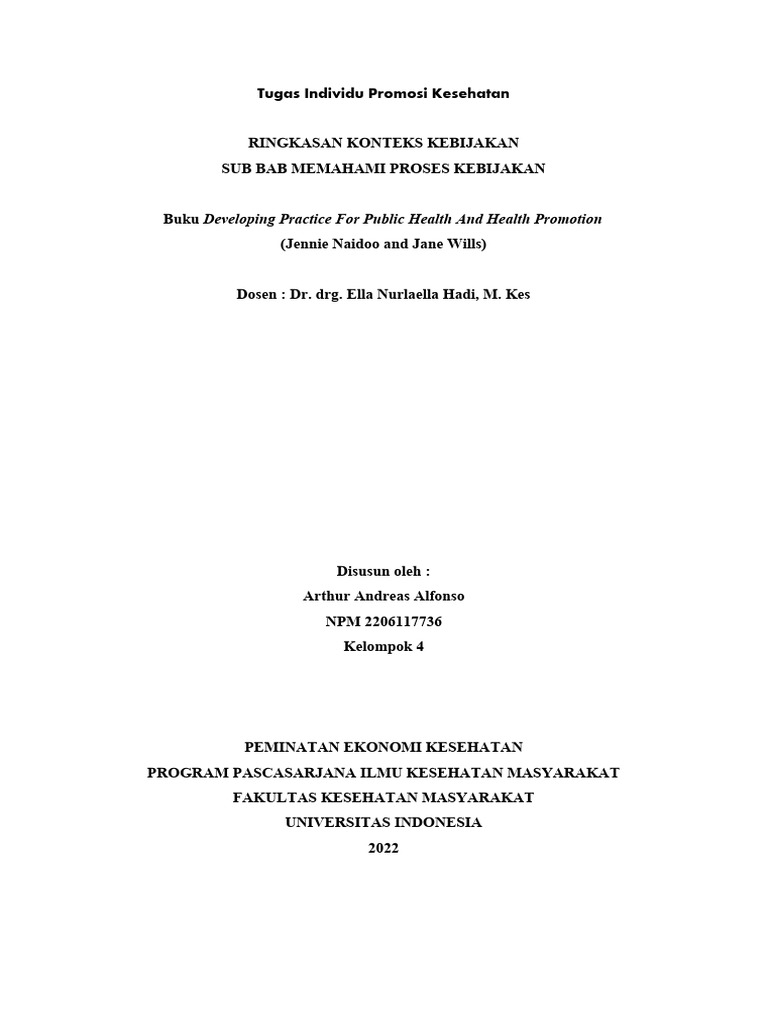 Arthur Alfonso Bab 4, Sub Bab (Pemahaman Proses Kebijkan) | PDF