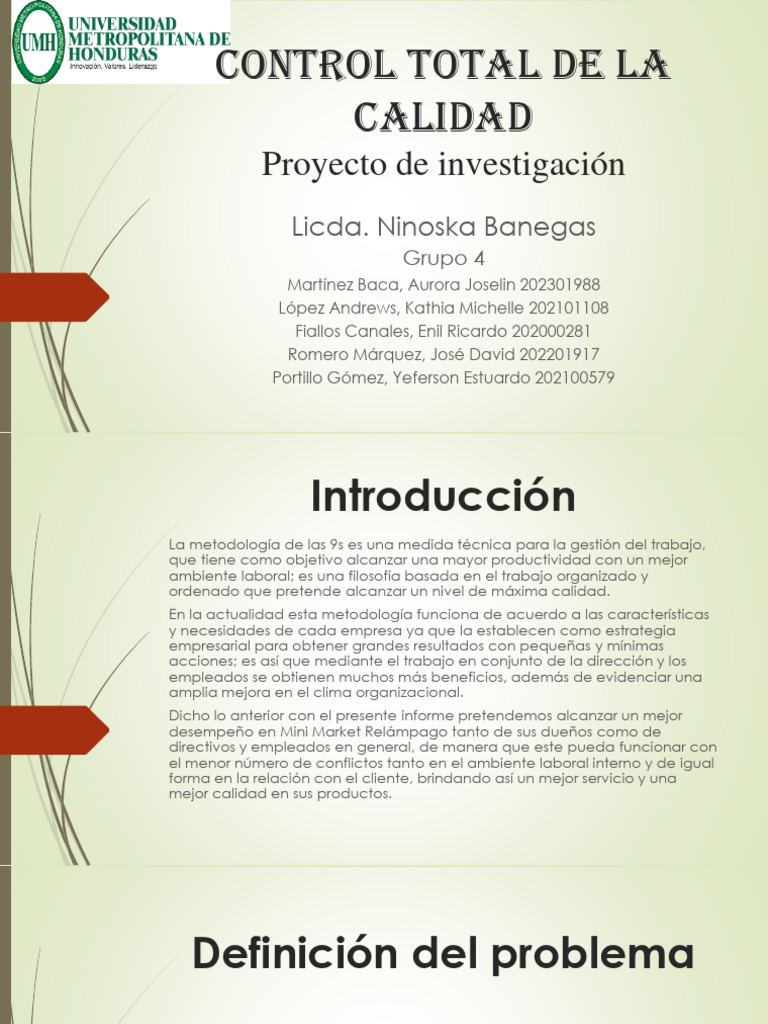 Presentacion 9s Control Total de La Calidad | PDF | Calidad (comercial ...