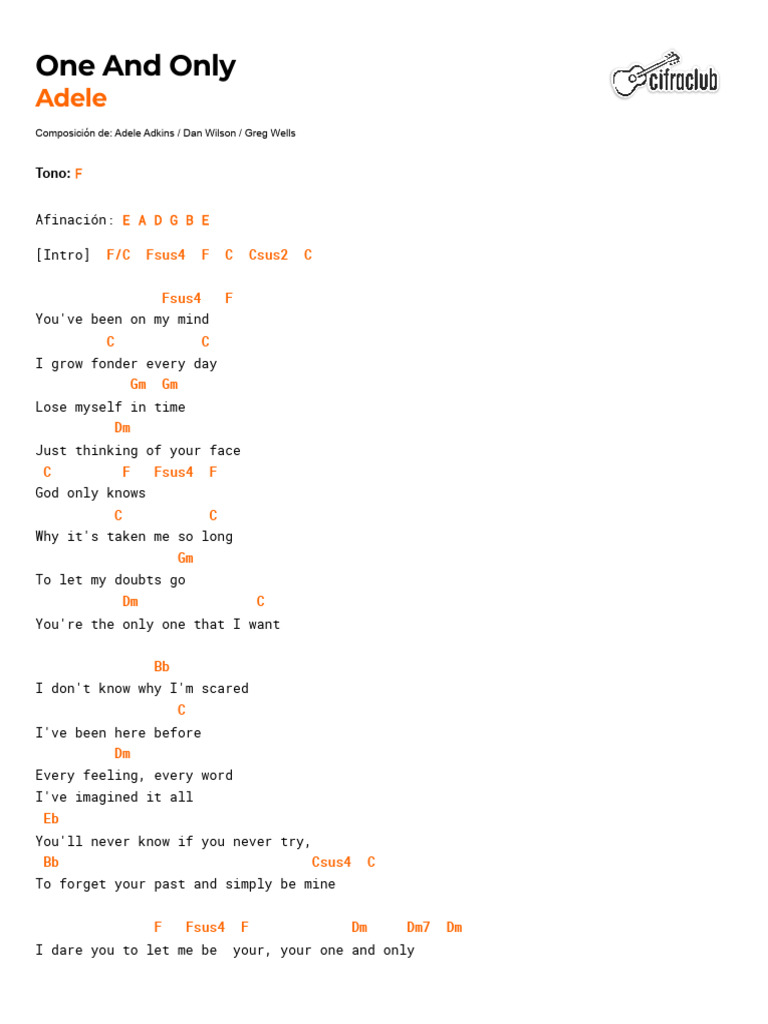 Adele - One and Only | PDF