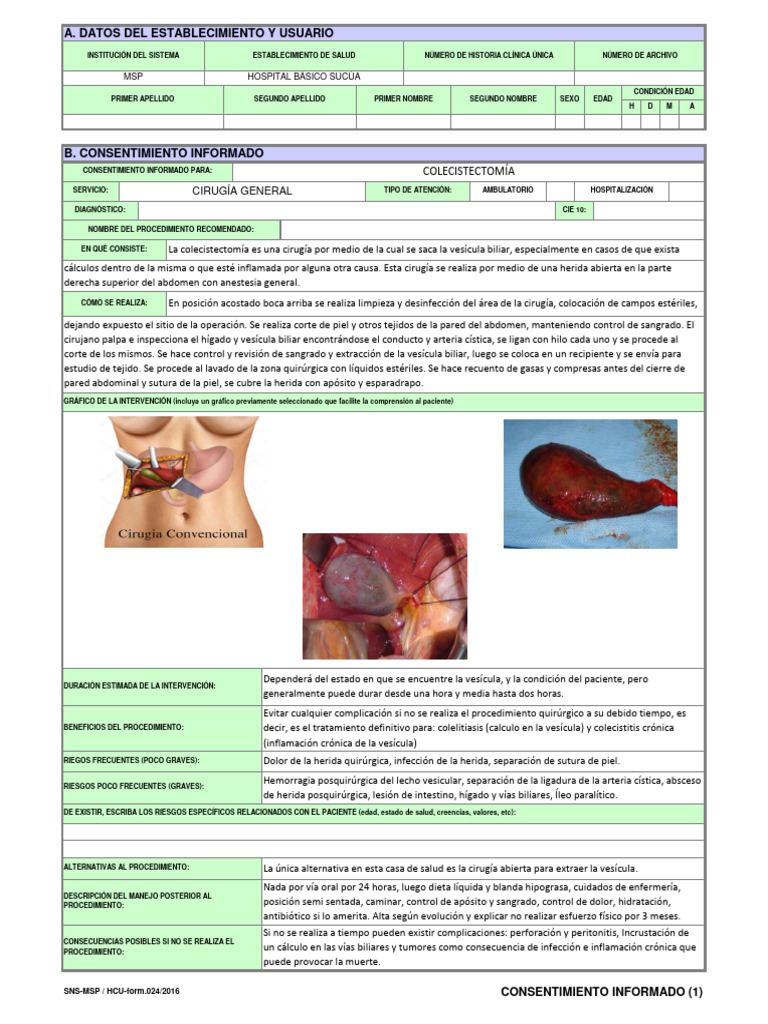 Procedimiento de Colecistectomía: Guía Completa | PDF | Consentimiento ...